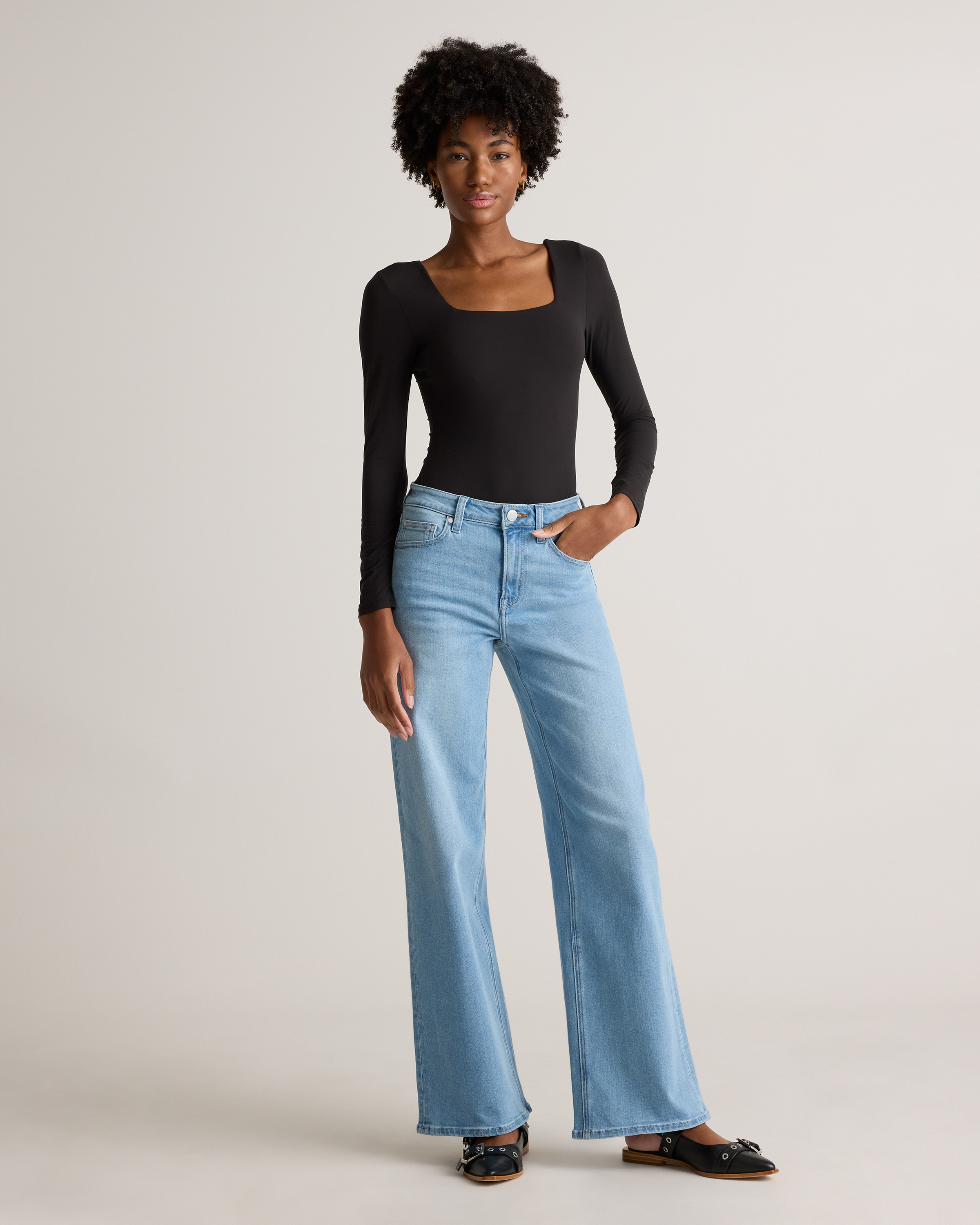QUINCE QUINCE Bella Stretch Wide Leg Jeans